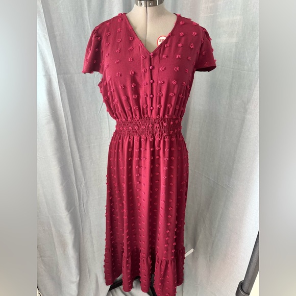 Dresses | Elegant Burgundy Textured Dress | Poshmark